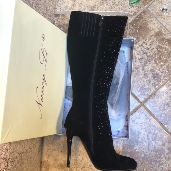 Nancy Li | Shoes | Sexy Vegas Nancy Li Embellished Stiletto Boot | Poshmark